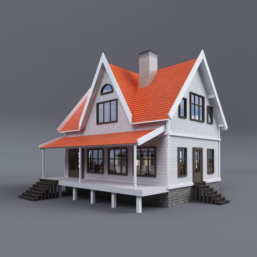 3d Model Family House Terrace