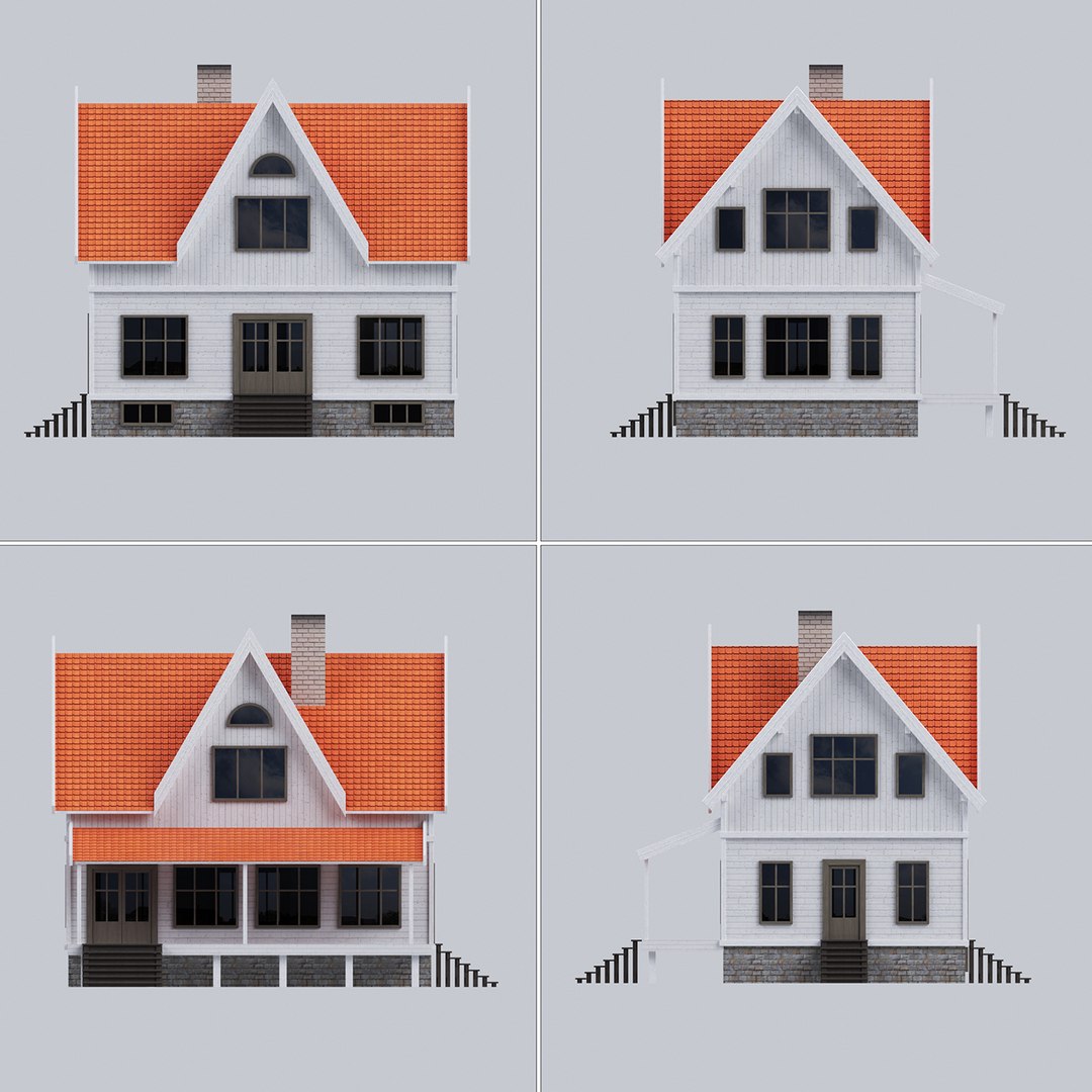 3d Model Family House Terrace