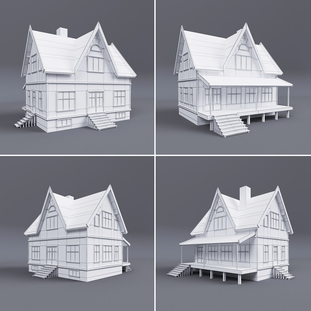 3d Model Family House Terrace
