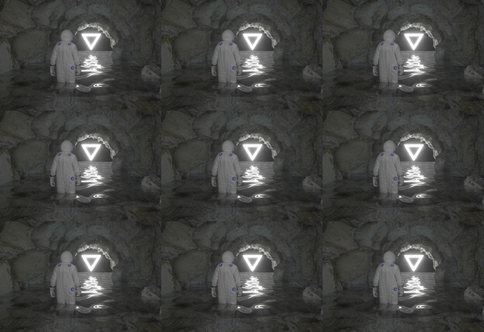 3D Cave Tunnel Rock Cave Tunnel Mountain Undercurrent Creek Tunnel ...