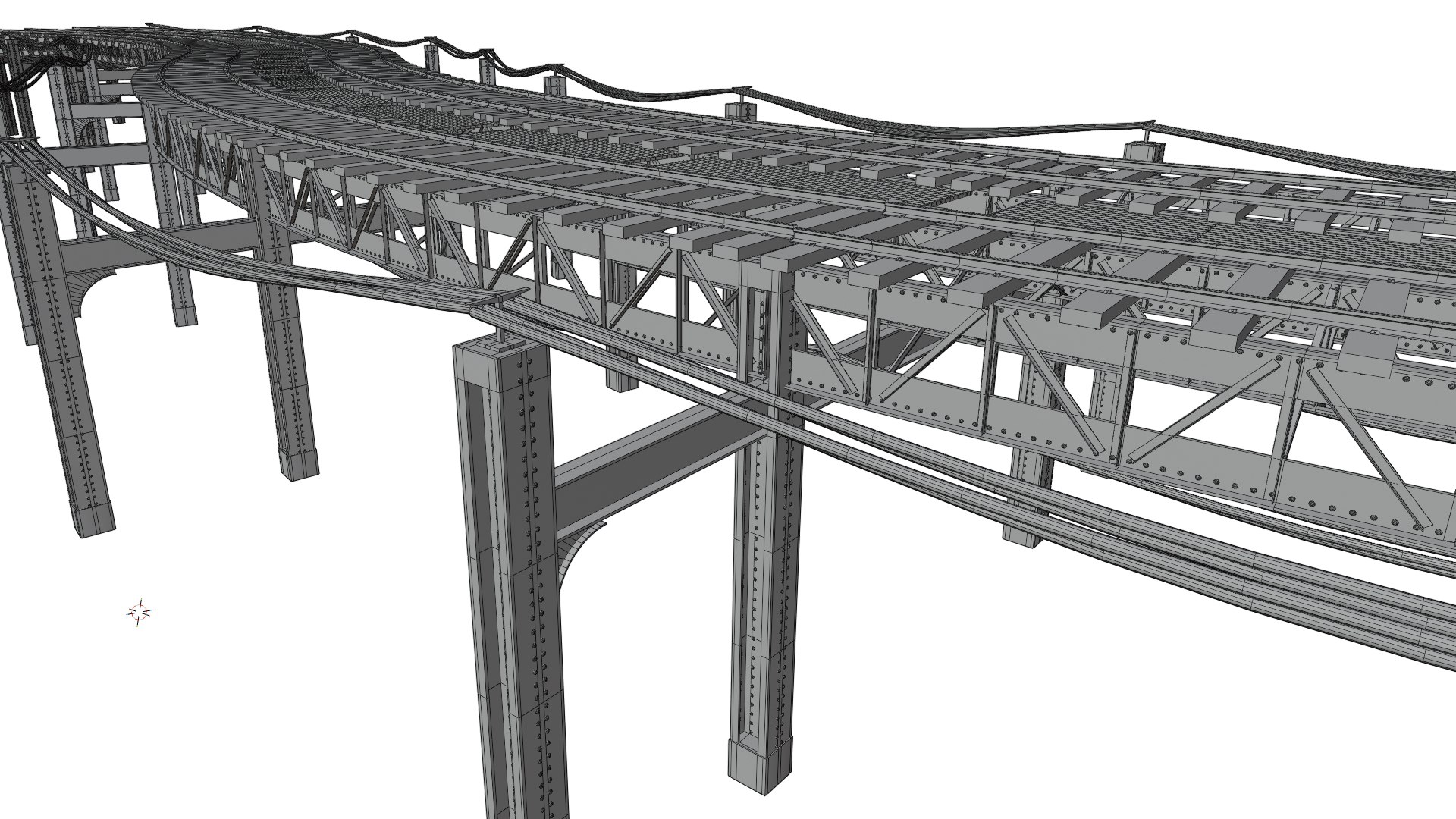 Kitbash Elevated Railroad Train Track Chicago Metro 3D Model Model ...