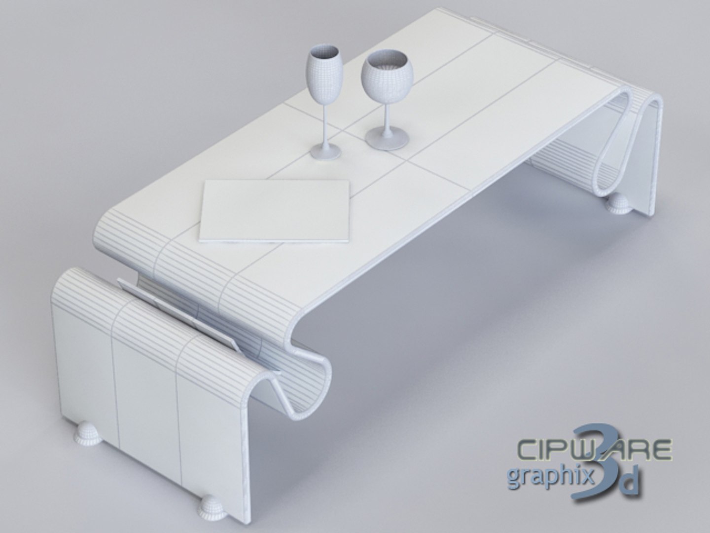 3d model italian design glass table