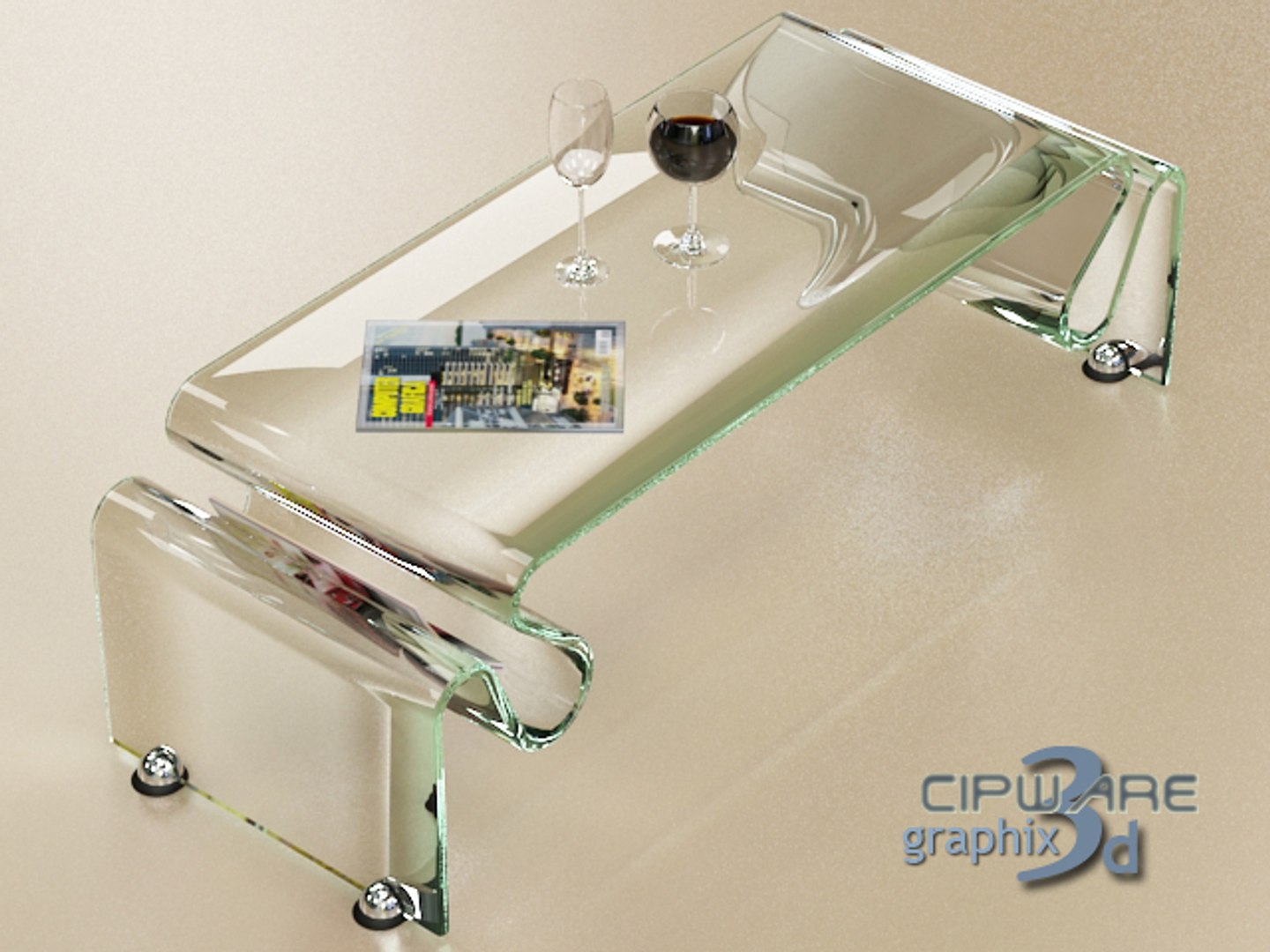 3d model italian design glass table