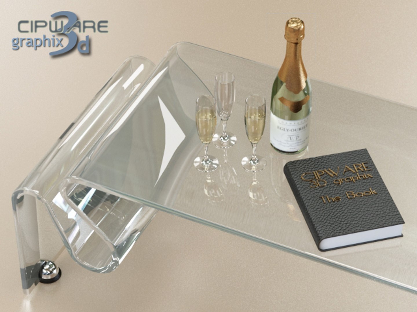 3d model italian design glass table