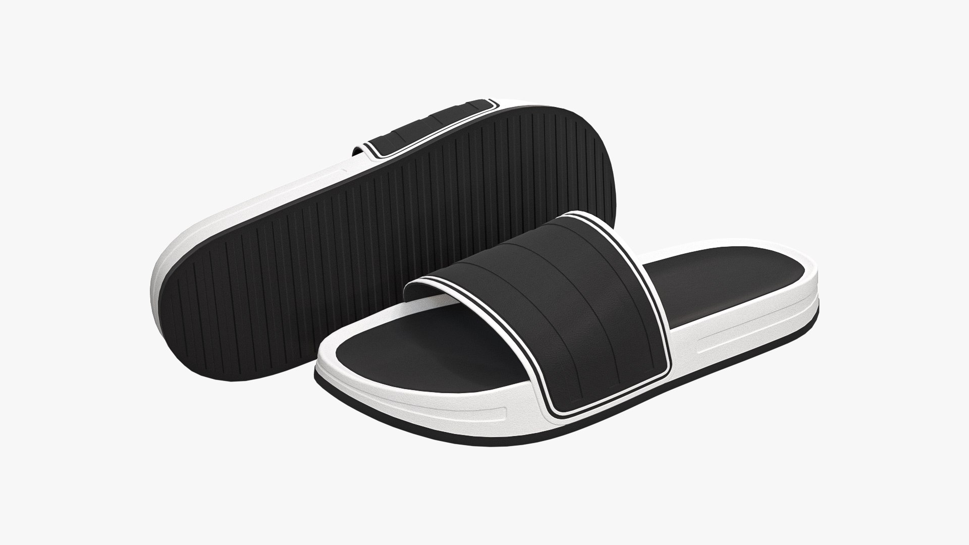 Slide Sandals Black and White model - TurboSquid 1985794
