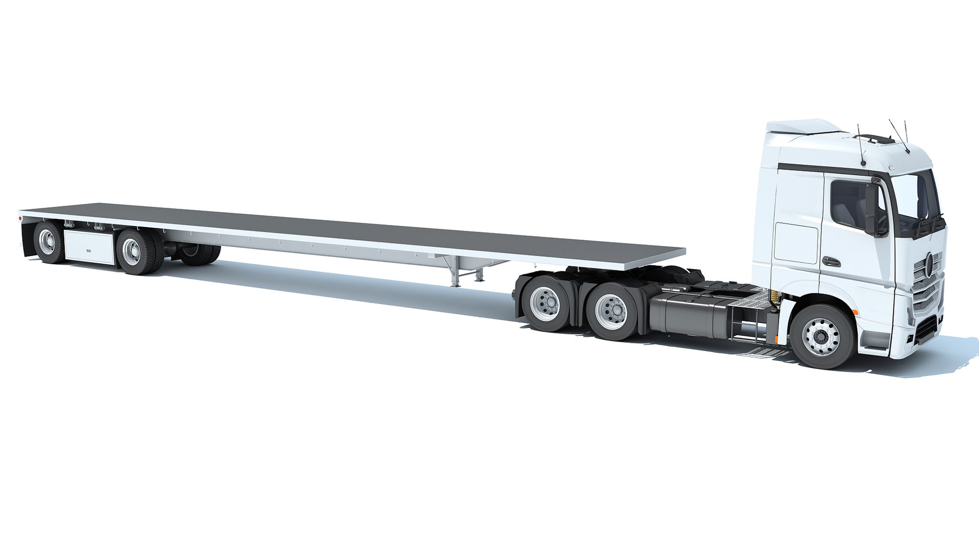 Truck With Flatbed Trailer 3D Model - TurboSquid 1900567