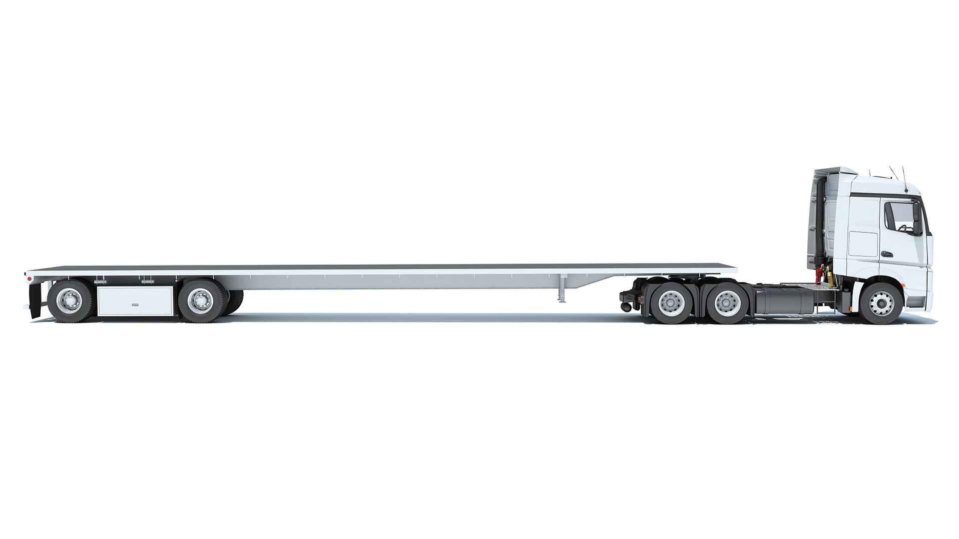 Truck With Flatbed Trailer 3D Model - TurboSquid 1900567