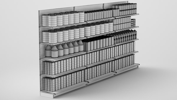 Supermarket shelves grocery 3D model - TurboSquid 1680498