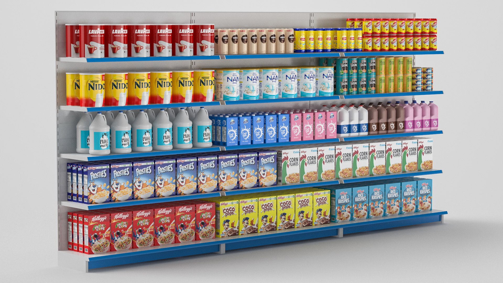 Supermarket shelves grocery 3D model - TurboSquid 1680498
