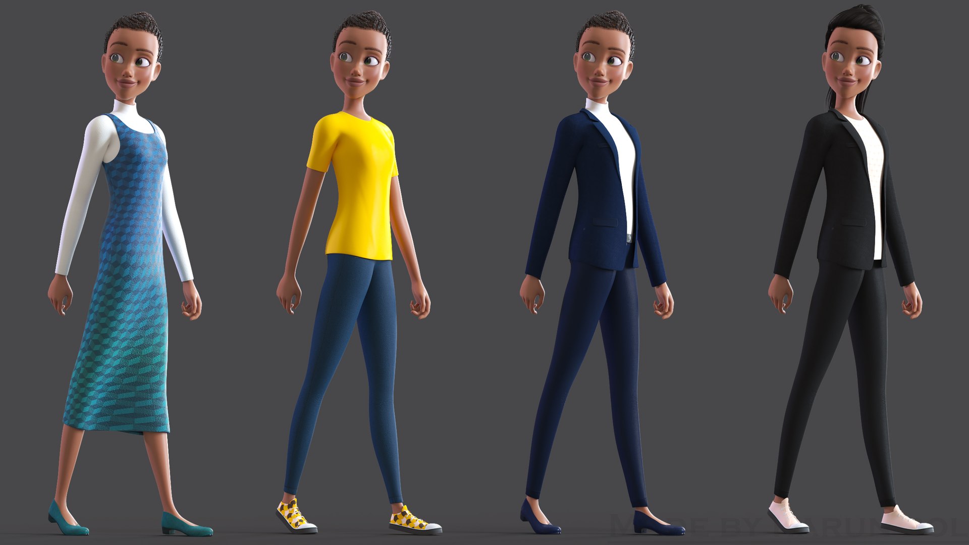 Cartoon Afro Mother - Toon Rigged Woman 3D model - TurboSquid 2108680