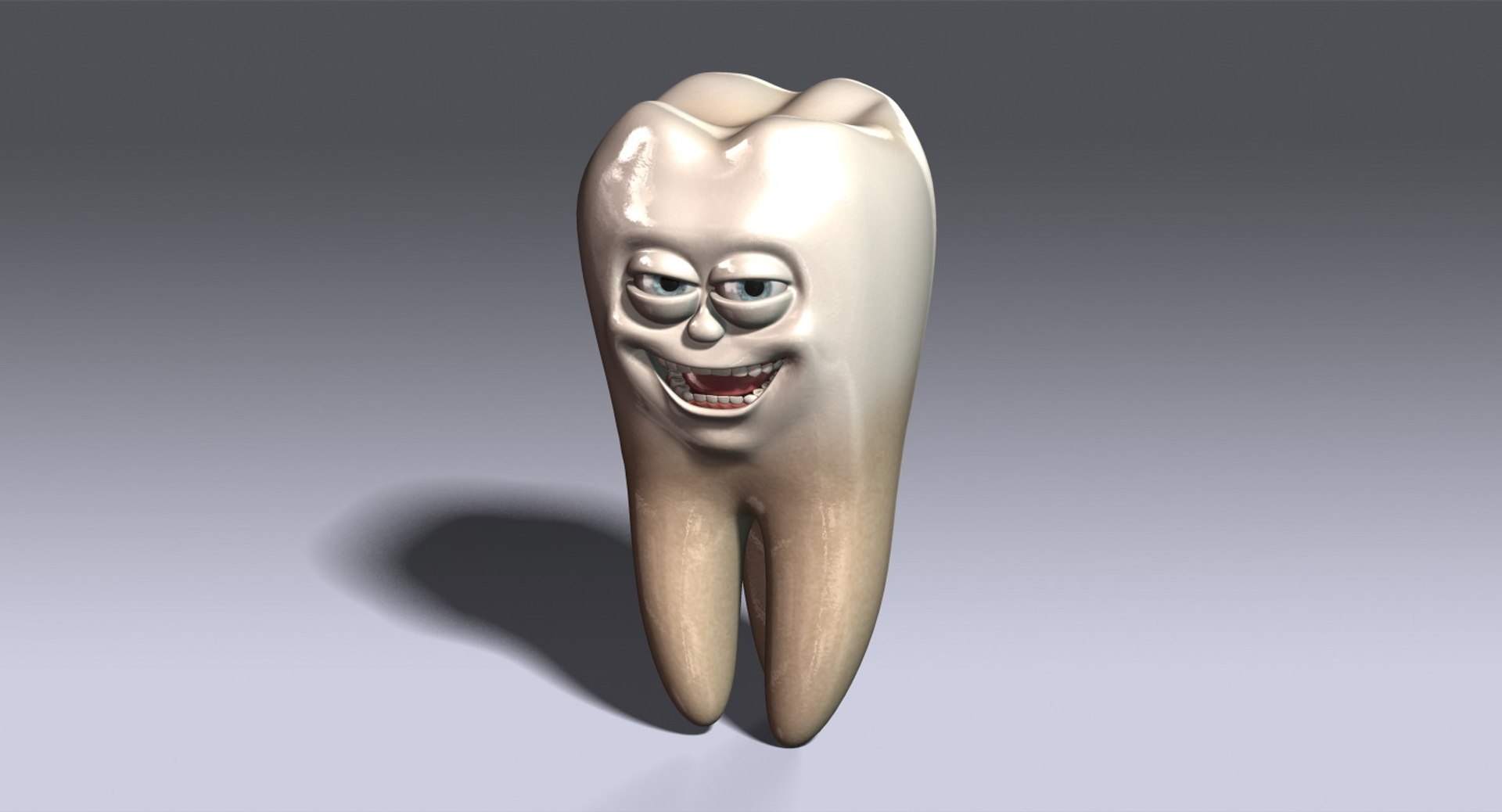3d Model Tooth Cartoon Character