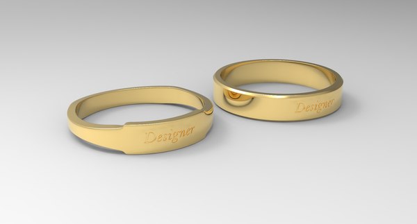 3D model Designer Couple Ring Gold - TurboSquid 1850630