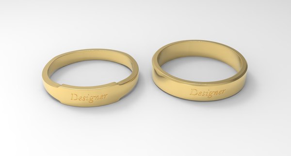 3D model Designer Couple Ring Gold - TurboSquid 1850630