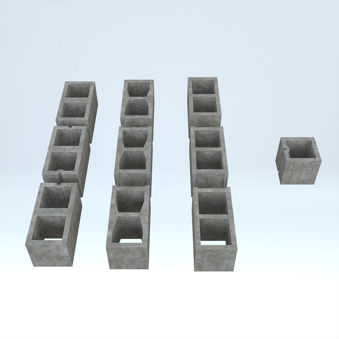 3D Concrete Cinder Blocks Set – 10 Modular CMU Variations - TurboSquid ...