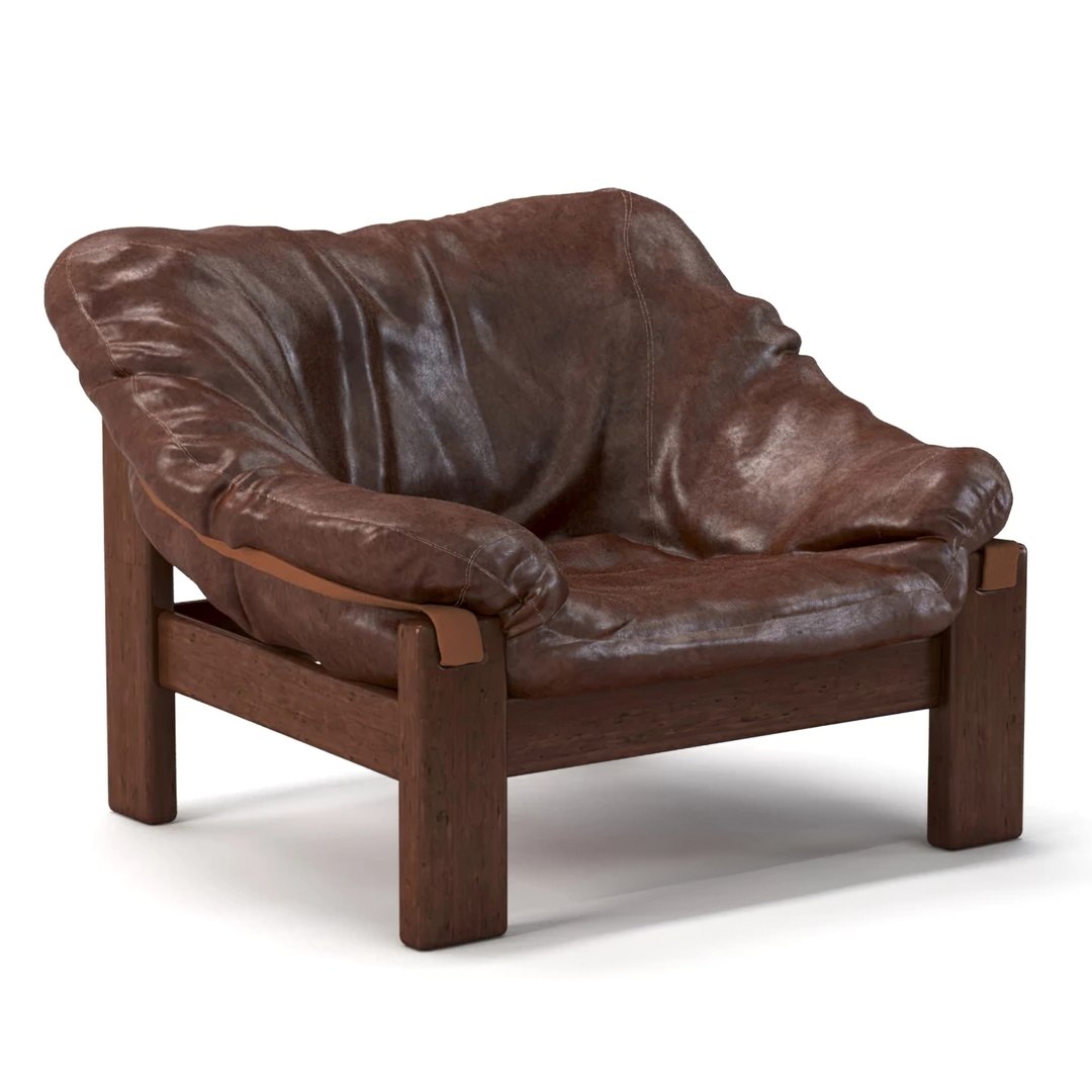 3D Model Brutalist Dutch Leather Lounge Chair - TurboSquid 1950870