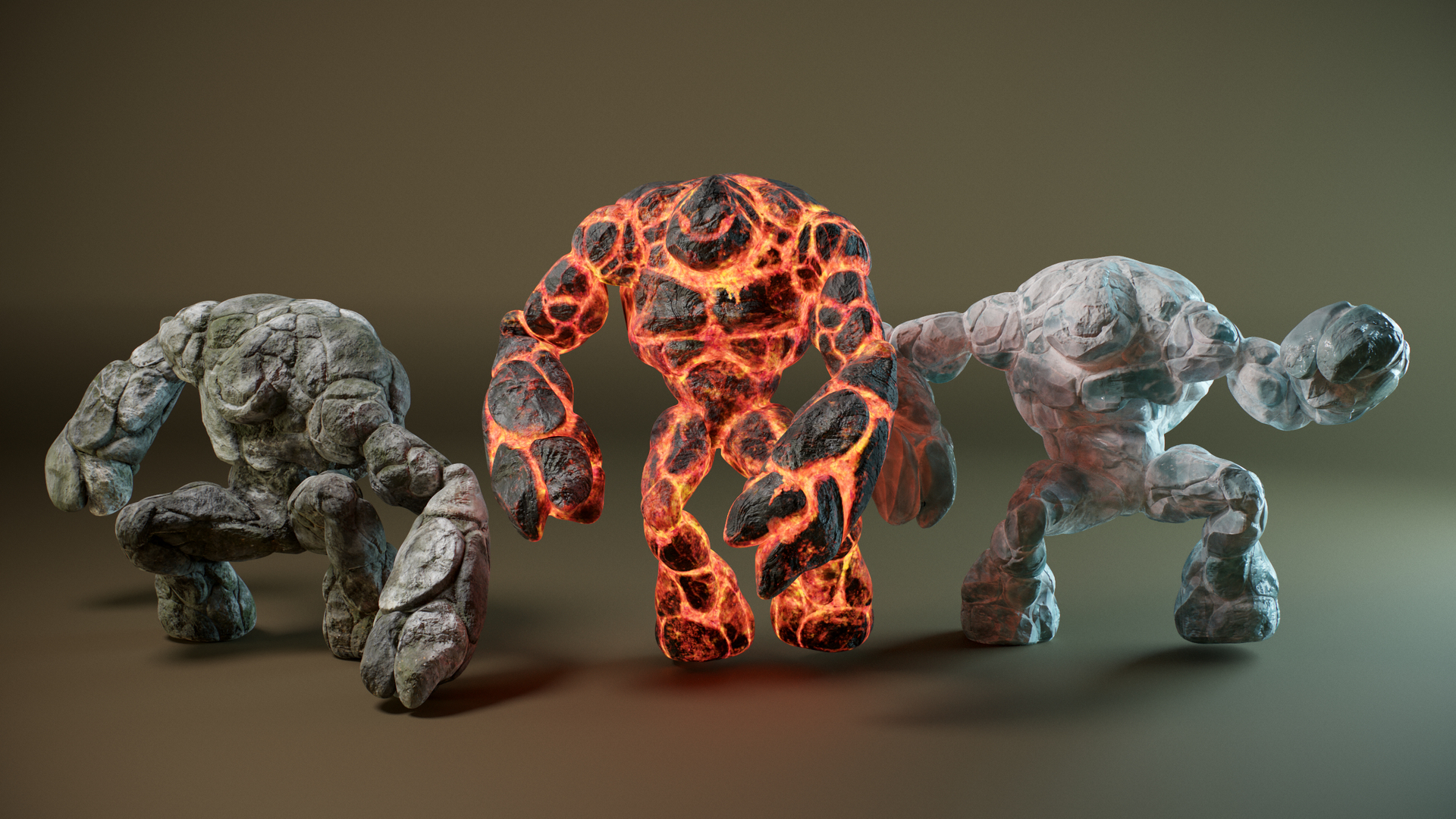 golems pack rigged 3d model