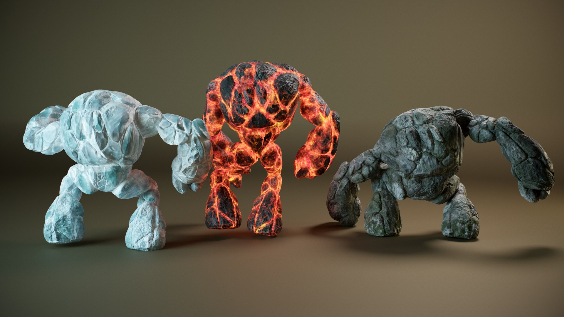 Golems Pack Rigged 3d Model