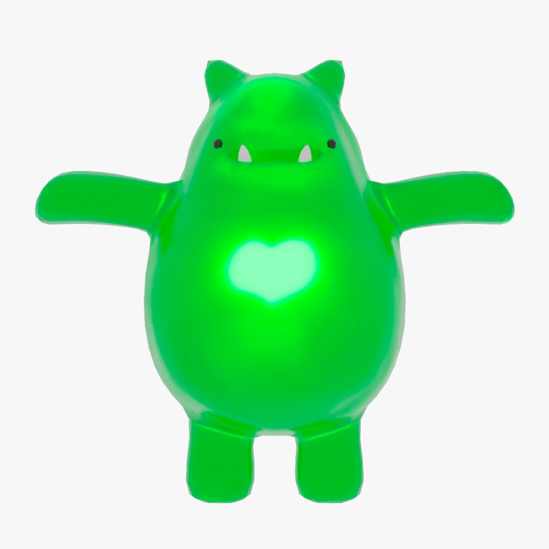 3D Cute Jelly Monster with a Glowing Heart - TurboSquid 2108131