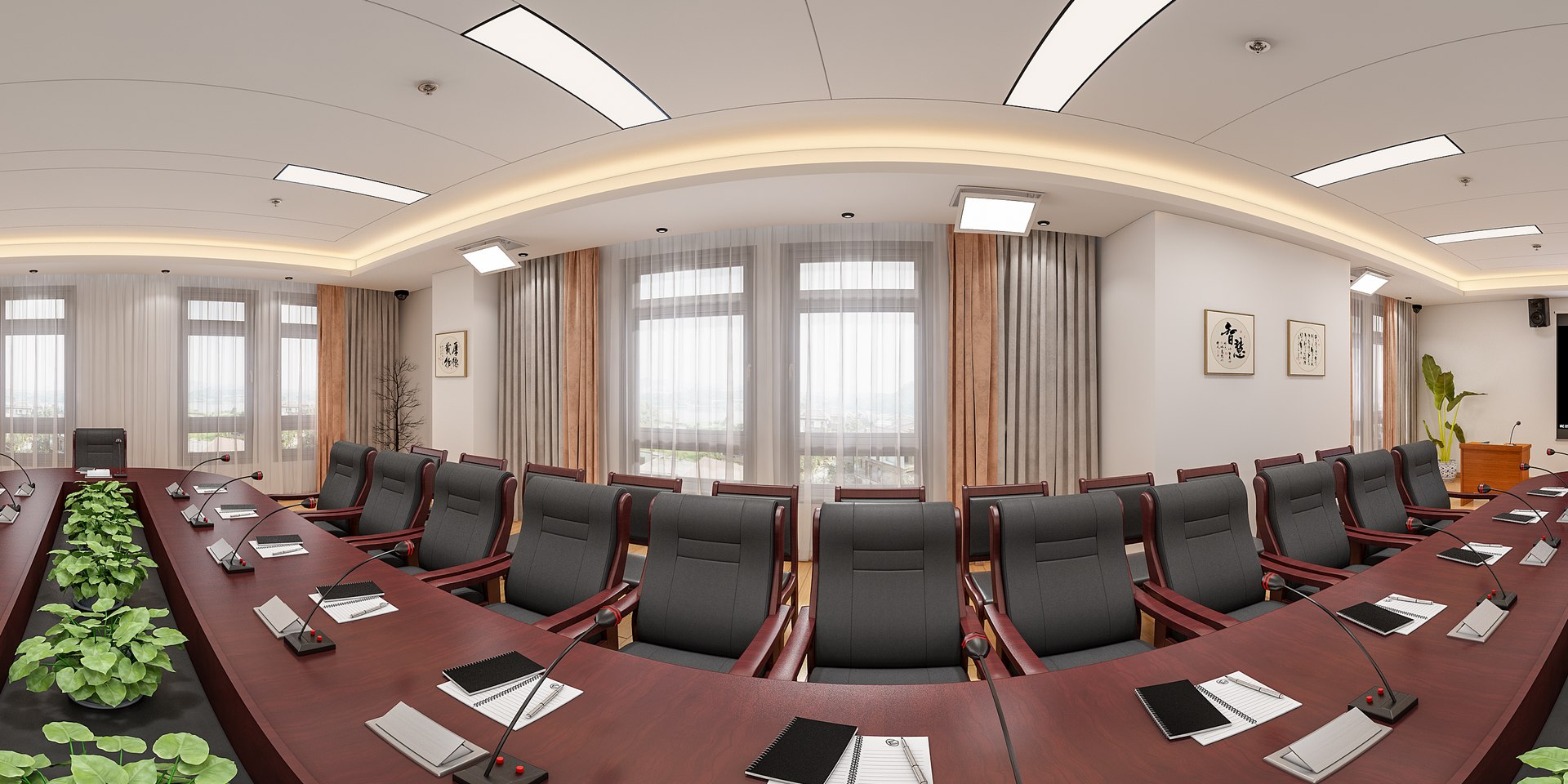 Panoramic model of Chinese style conference room 3D model - TurboSquid ...