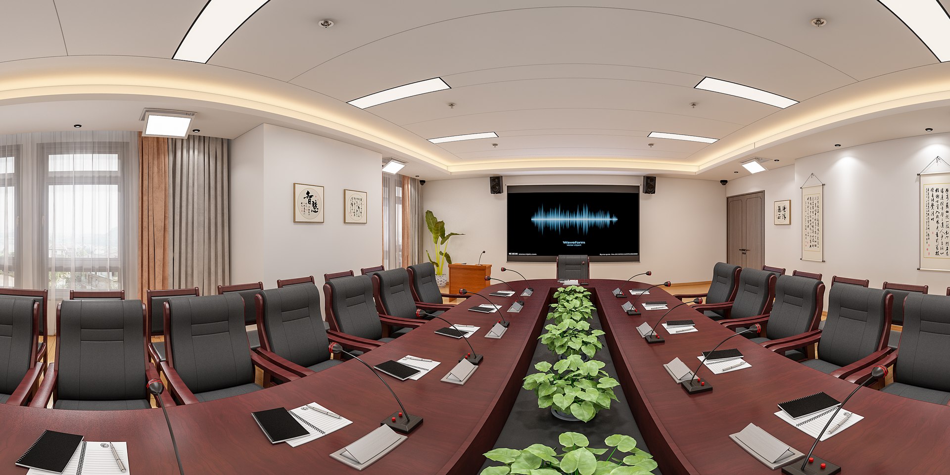 Panoramic model of Chinese style conference room 3D model - TurboSquid ...
