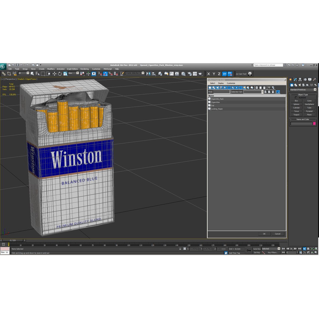 3d opened cigarettes pack winston model