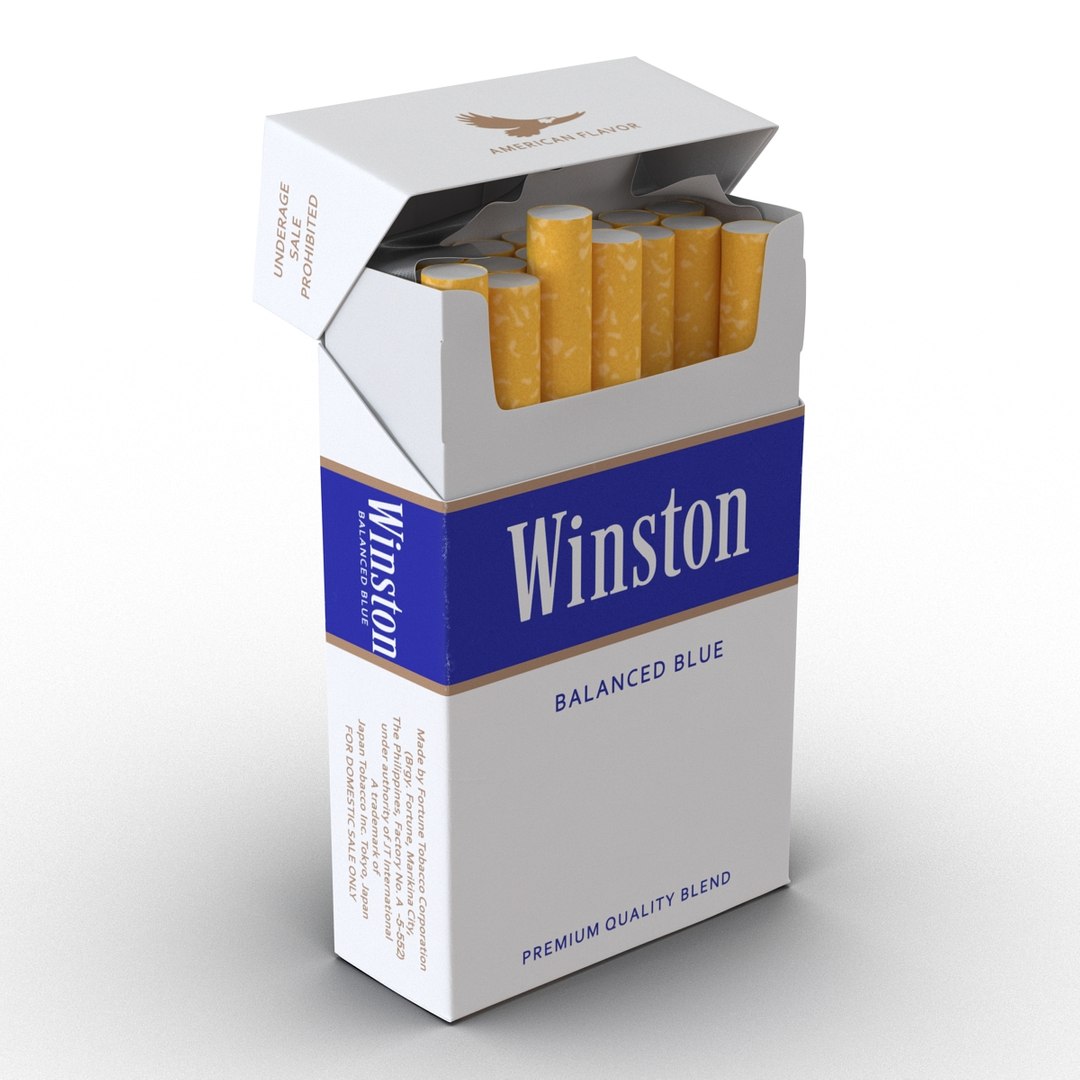 3d opened cigarettes pack winston model