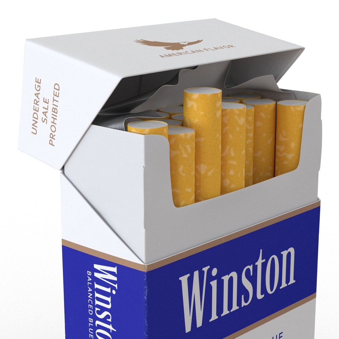 3d opened cigarettes pack winston model