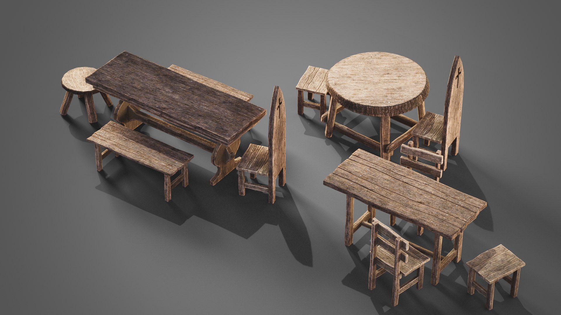 3D Tables And Chairs Set - TurboSquid 2019289