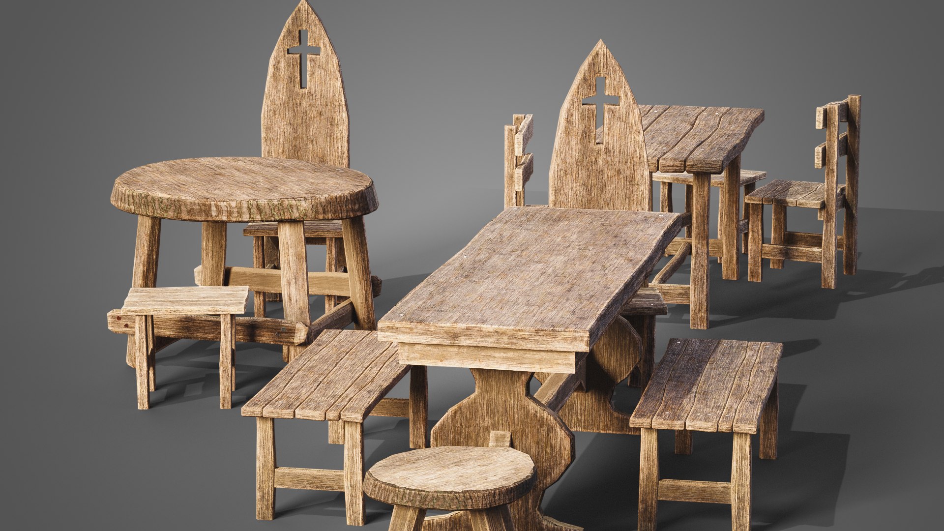 3D Tables And Chairs Set - TurboSquid 2019289