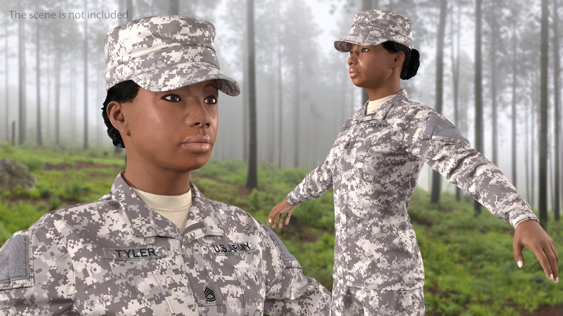 3D model black female soldier military - TurboSquid 1689303