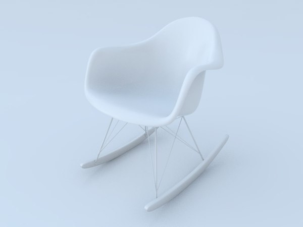 3d charles eames plastic rocking chair model