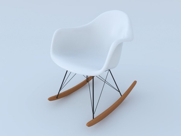 3d charles eames plastic rocking chair model