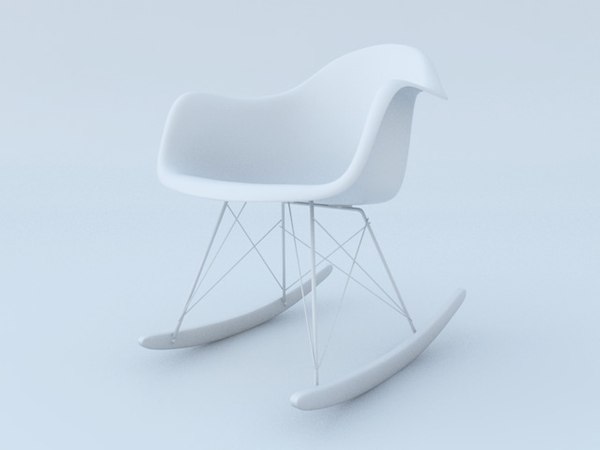 3d charles eames plastic rocking chair model