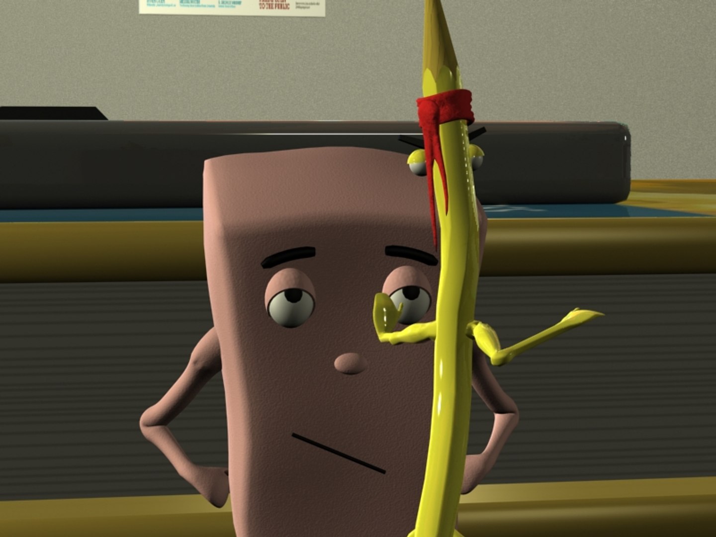 Pencil Character 3d Model