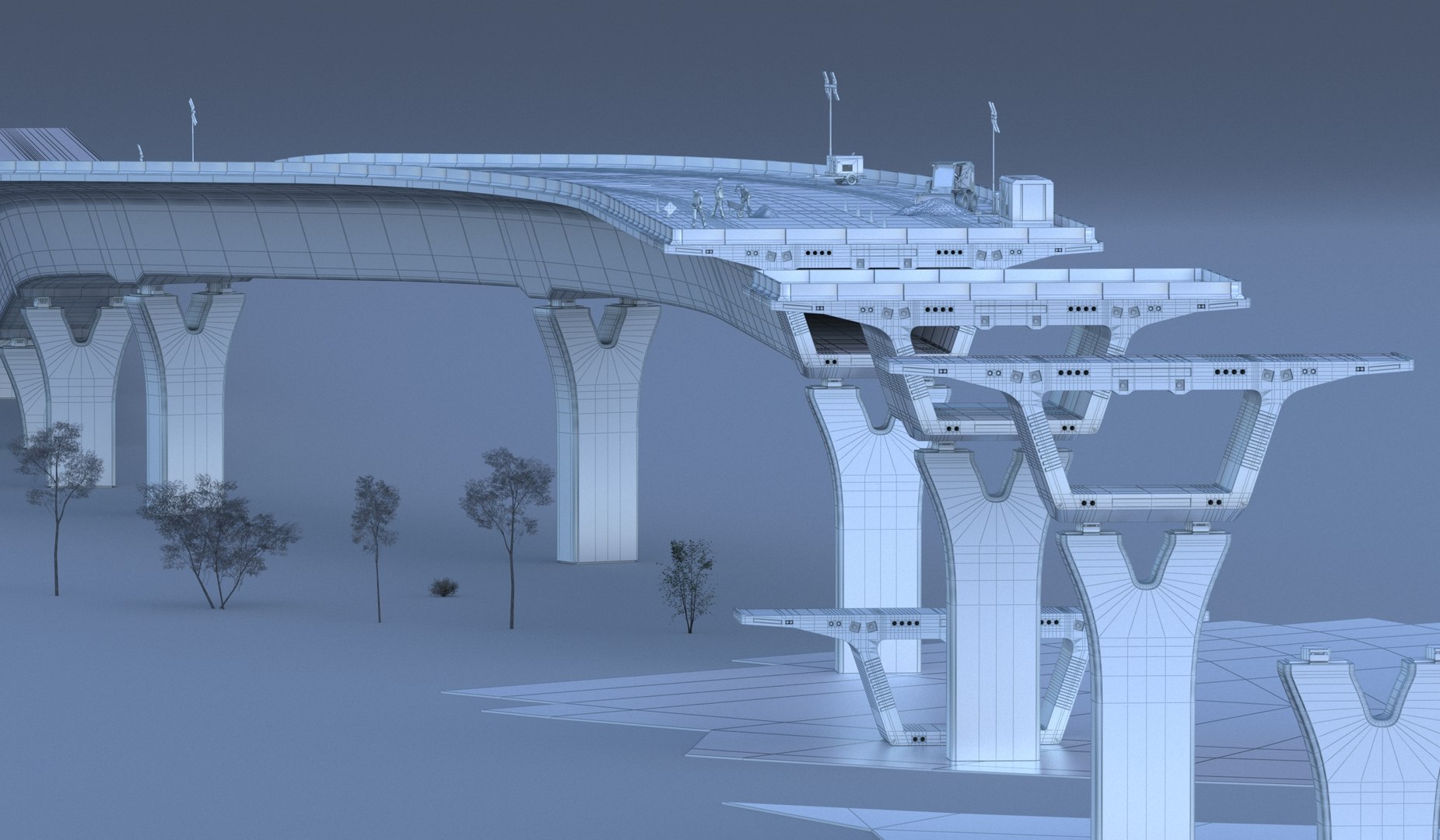 Highway Concrete Bridge Construction Model - TurboSquid 2175644