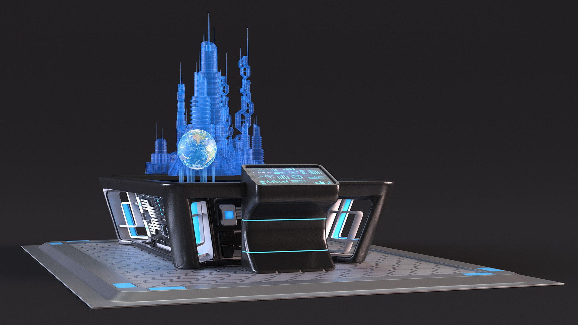 Holographic Table Black 3D Model - TurboSquid 2193933