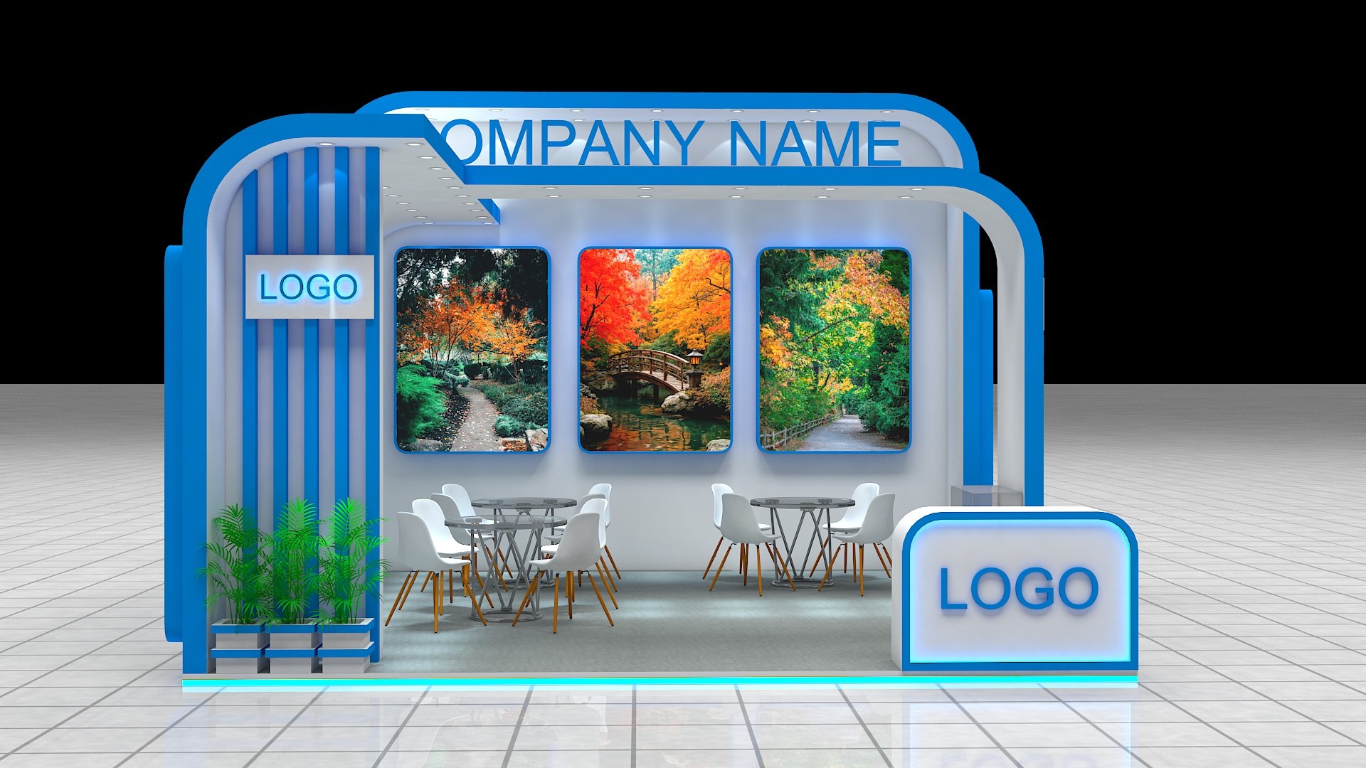 Exhibition Stand Booth Stall 6x6m Height 450cm 3 Side Open 3D ...