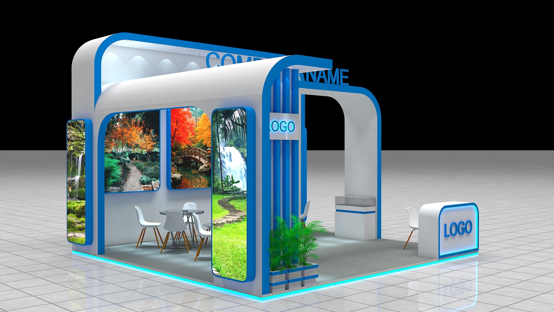 Exhibition Stand Booth Stall 6x6m Height 450cm 3 Side Open 3D ...