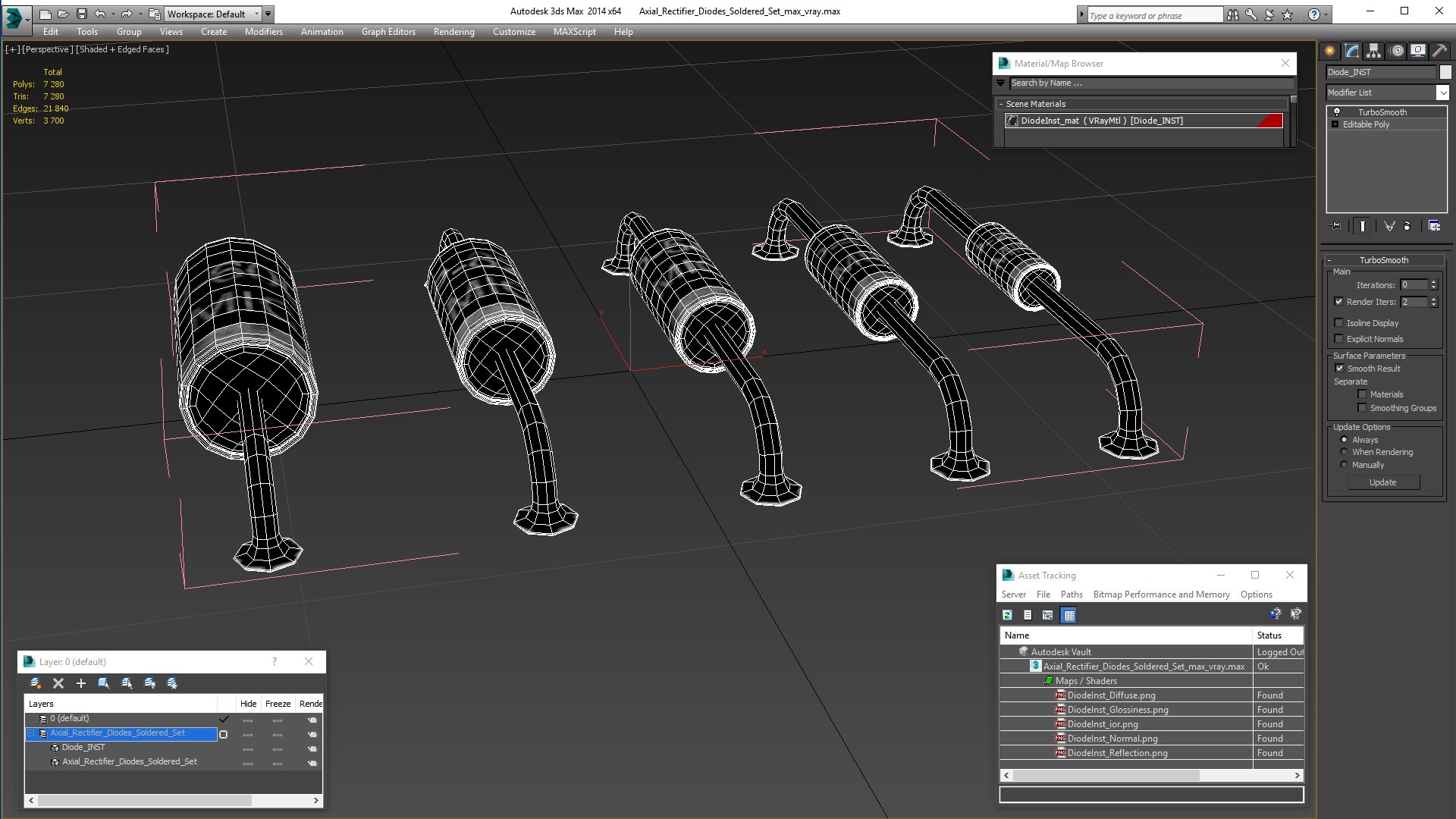 3D axial rectifier diodes soldered - TurboSquid 1670377