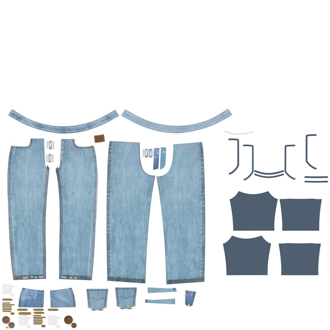 3D Female Denim Jean And Tank - TurboSquid 2220317