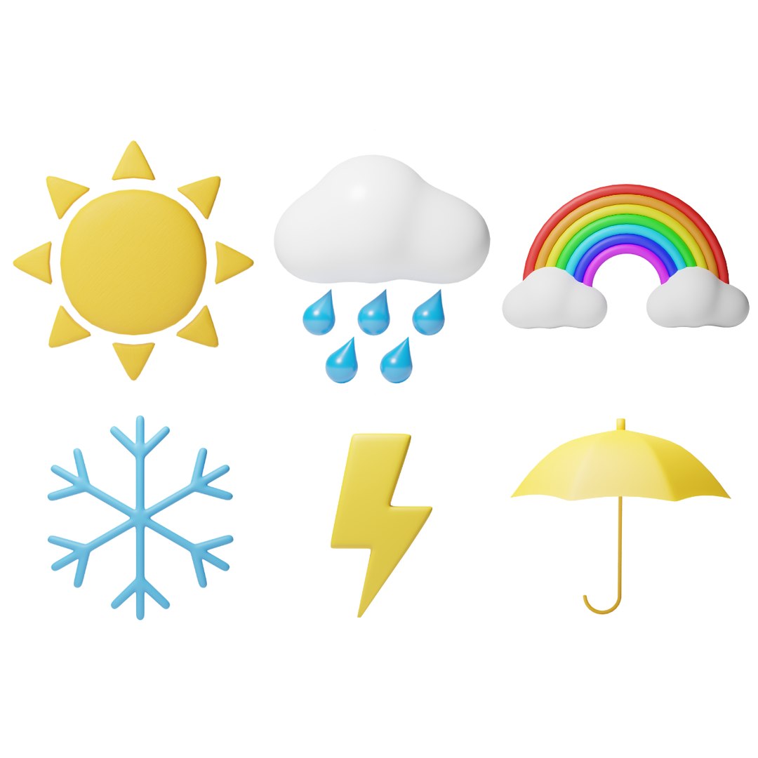 Cartoon Weather Icons Collection 3D model - TurboSquid 2176824