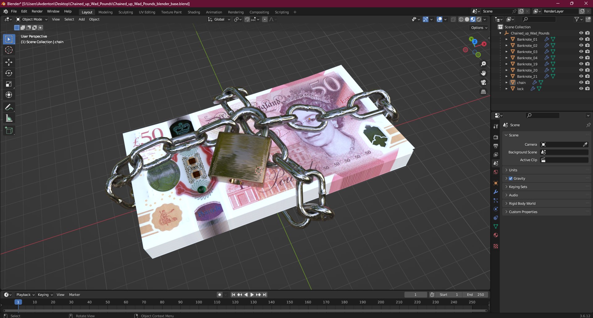 Chained Up Wad Pounds 3D - TurboSquid 2270144