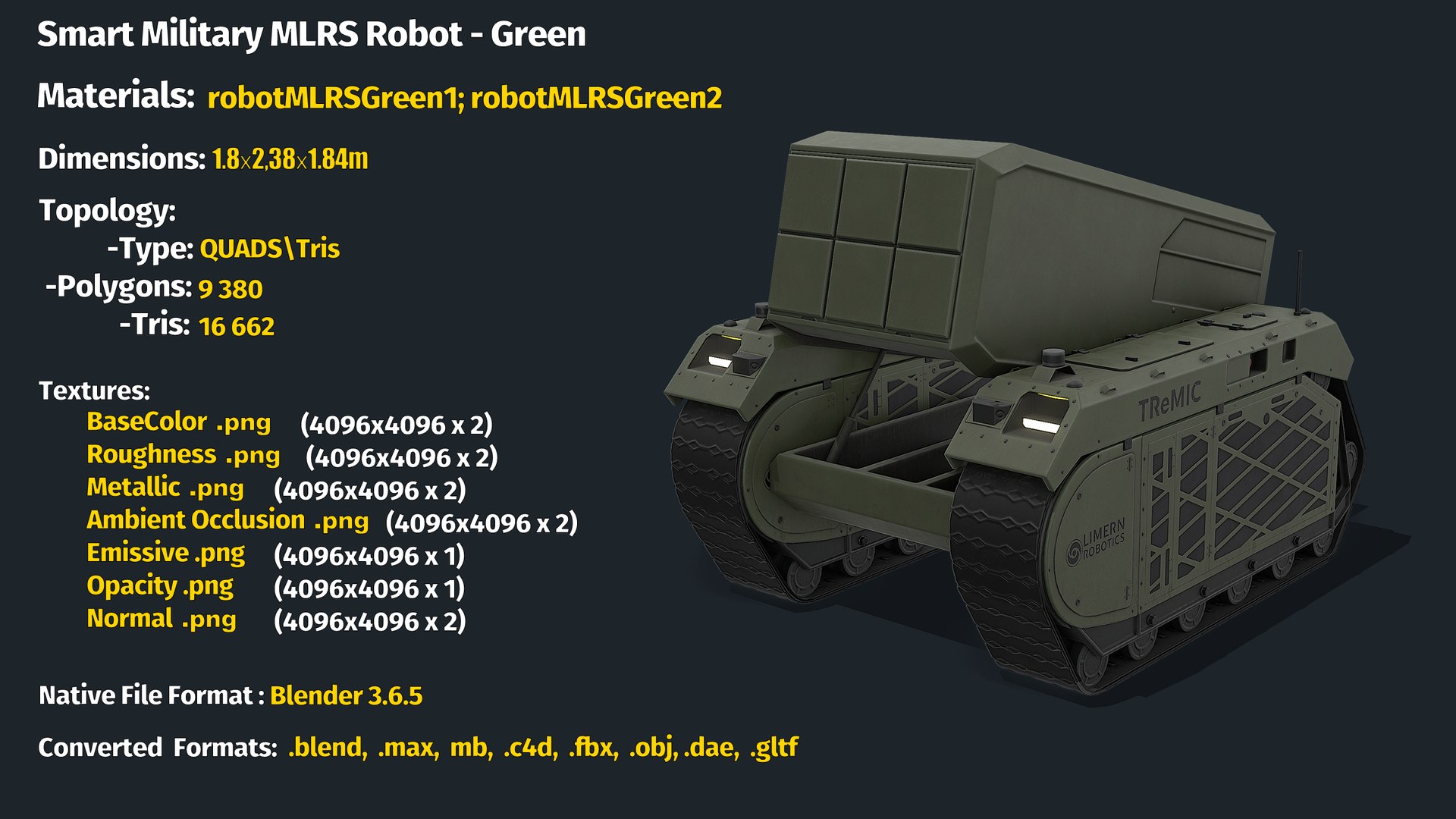 3D Smart Military MLRS Robot - Green Model - TurboSquid 2168260