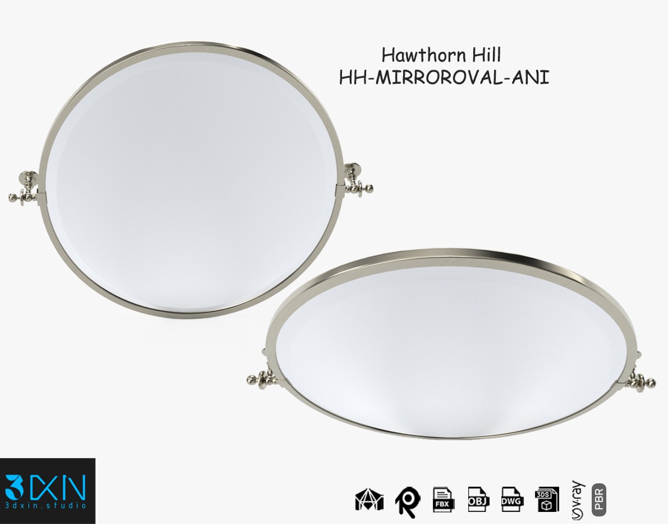 Hawthorn Hill Oval Mirror HH-Mirroroval-A 3D - TurboSquid 2144842