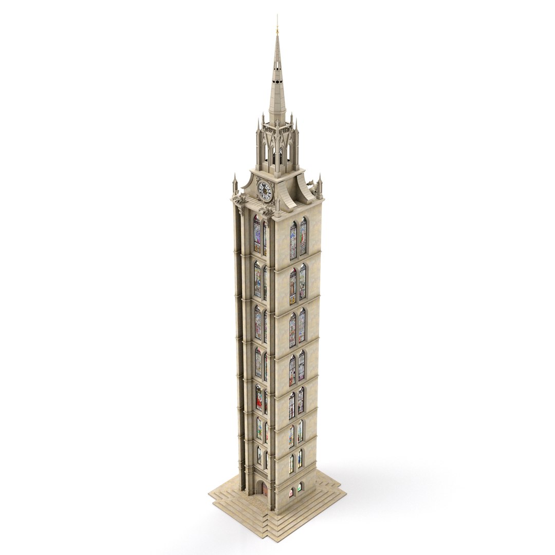 3D Old Clock Gothic Tower Model - TurboSquid 2170843
