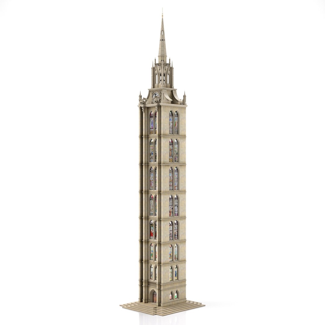 3D Old Clock Gothic Tower Model - TurboSquid 2170843