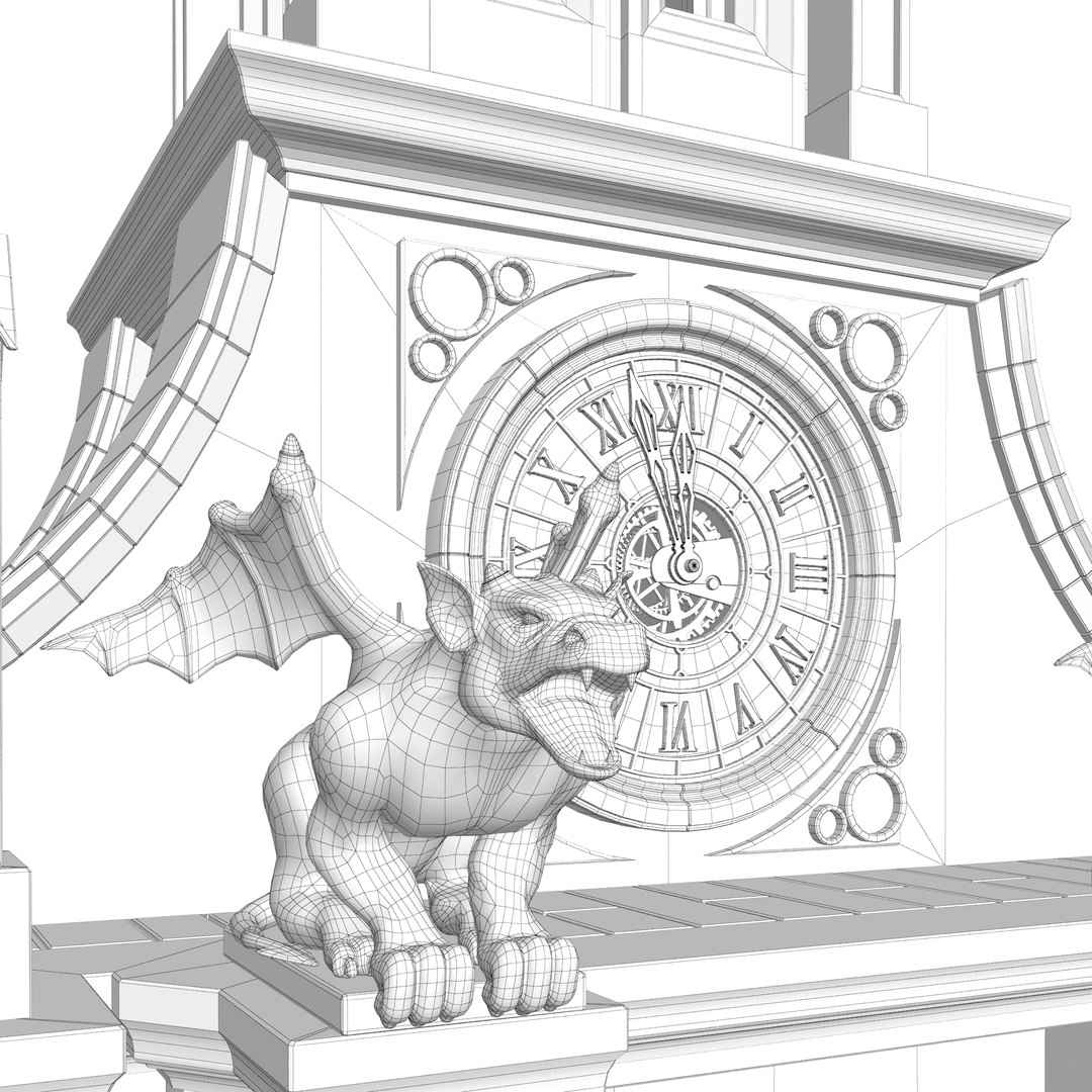 3D Old Clock Gothic Tower Model - TurboSquid 2170843
