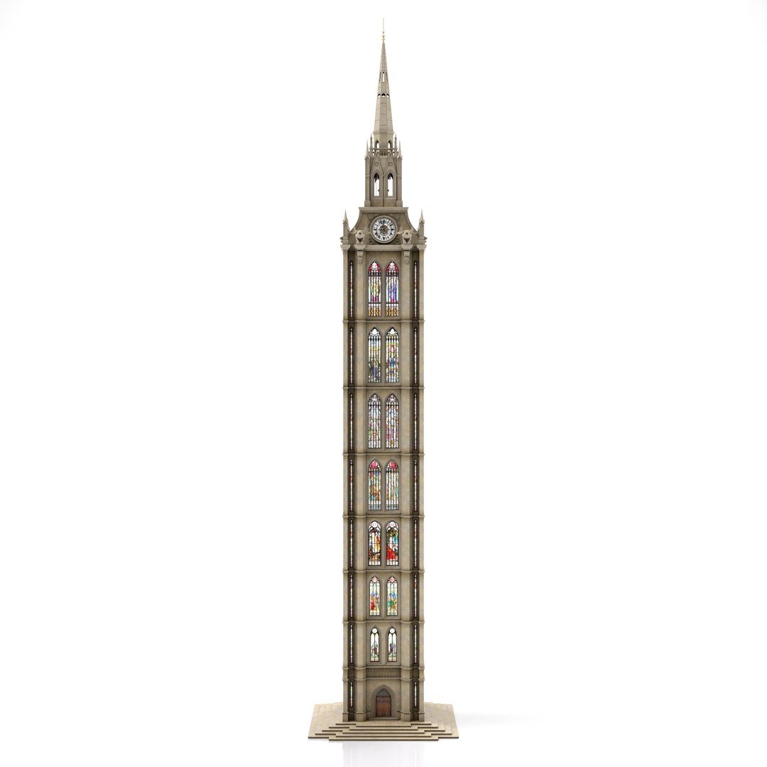 3D Old Clock Gothic Tower Model - TurboSquid 2170843