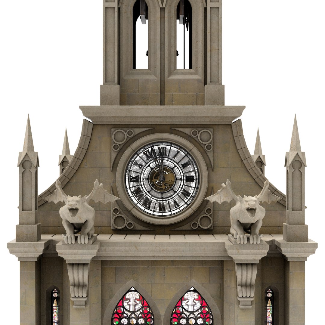 3D Old Clock Gothic Tower Model - TurboSquid 2170843