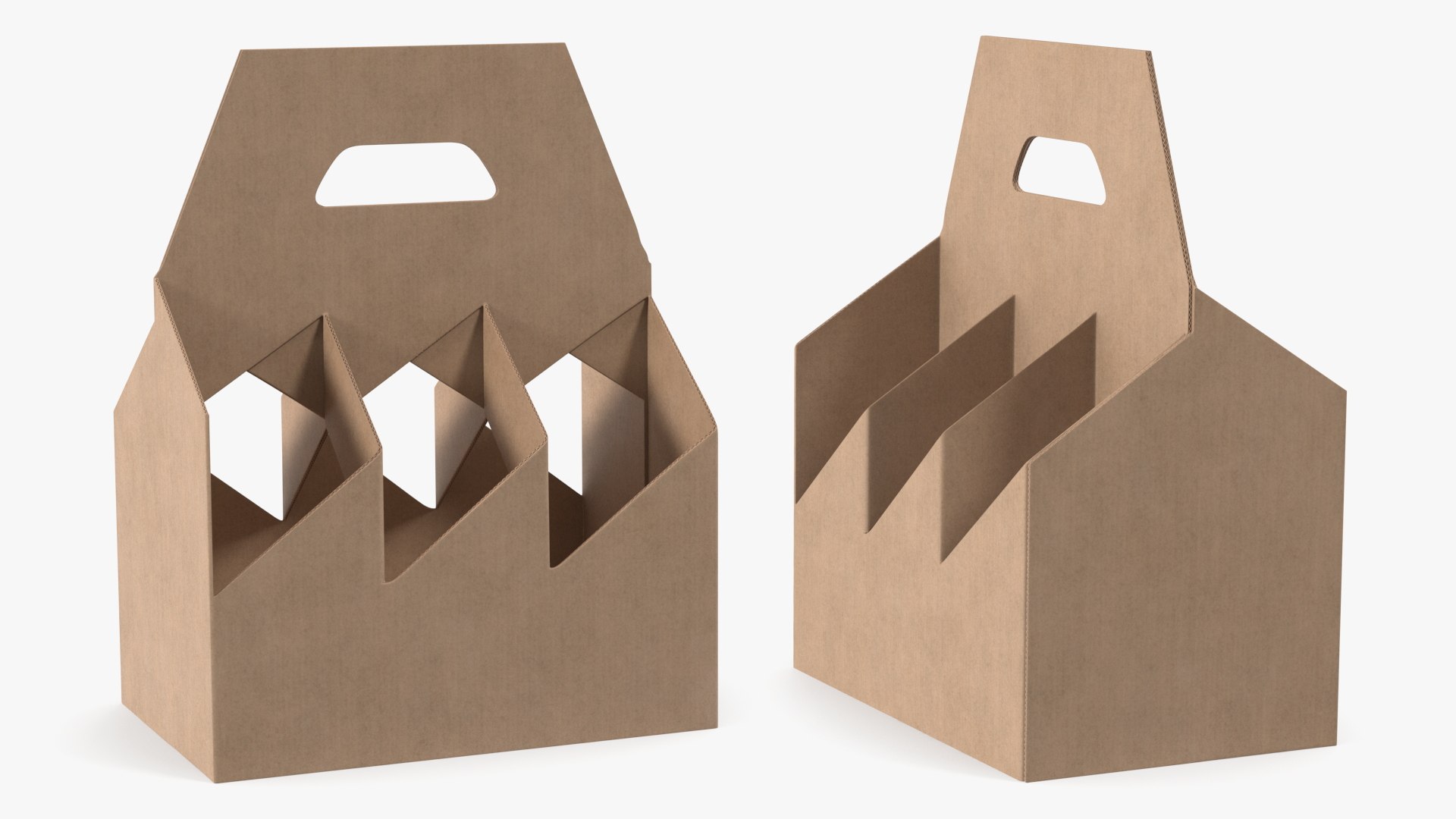 Cardboard 6 Pack Bottle Carrier Brown Empty model - TurboSquid 1999844